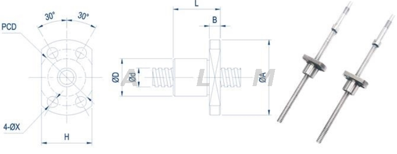 16mm Pitch 2mm Internal-deflector Type 1602 Ball Screw Linear Systems ...